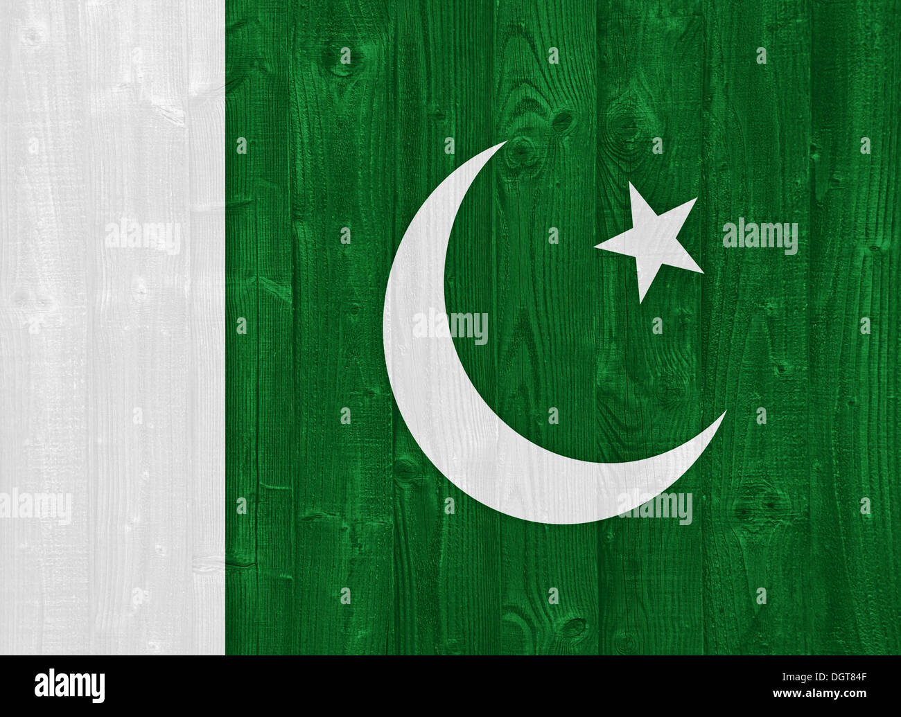 gorgeous Pakistan flag painted on a wood plank texture Stock Photo - Alamy