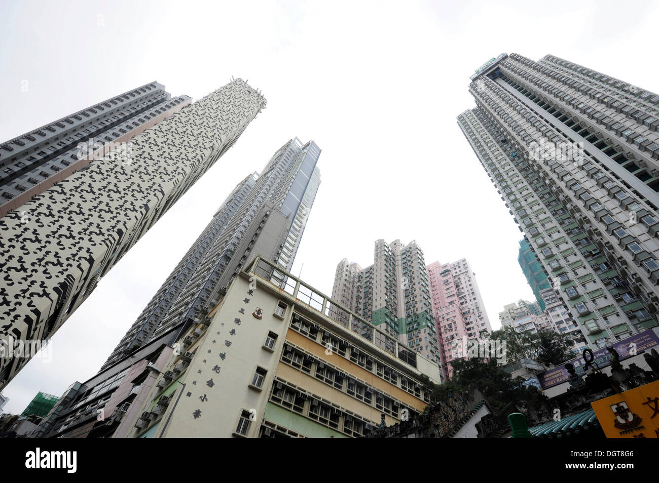 Residential towers, high-rise buildings in the Sheung Wan quarter, Hong ...