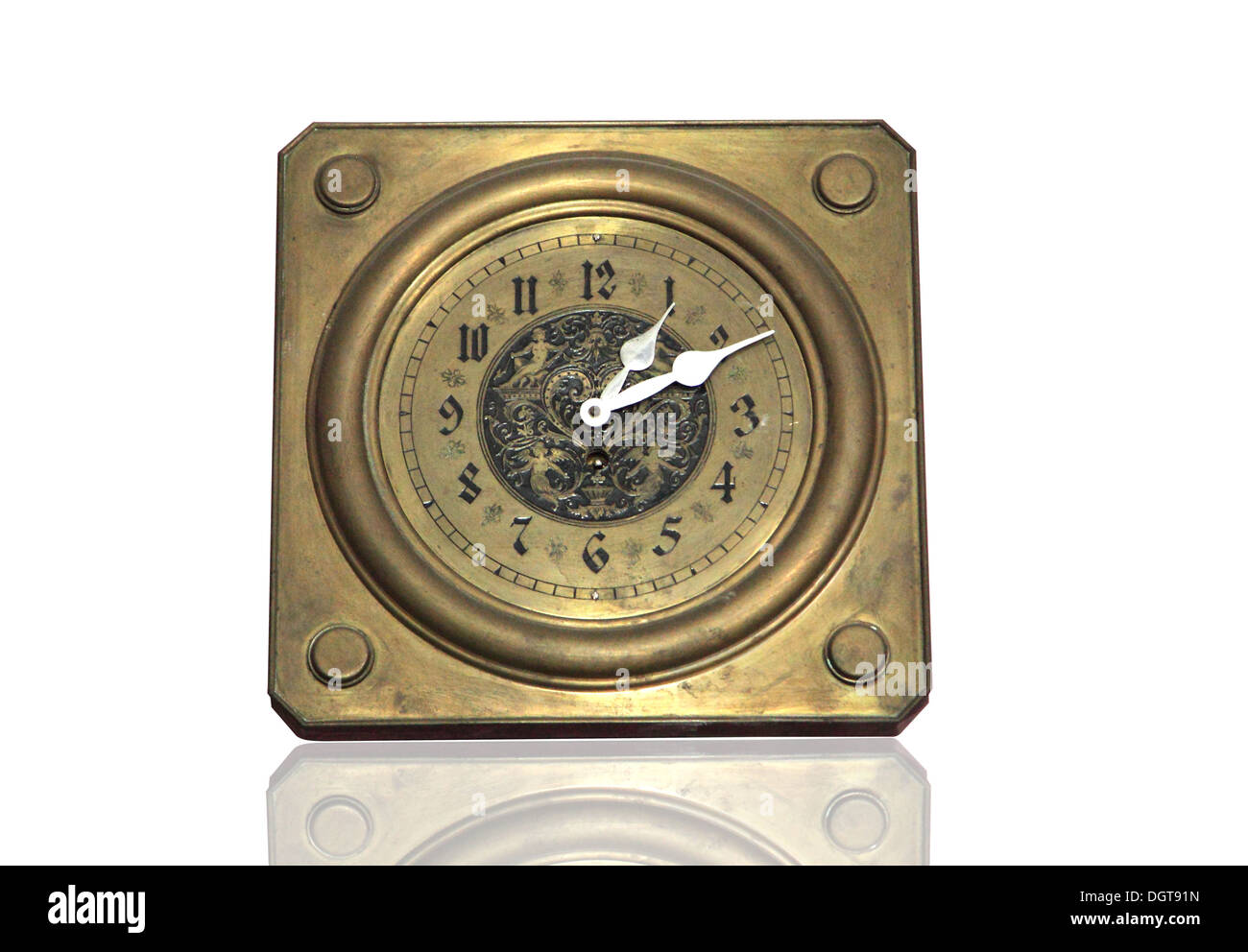 old bronze clock isolated on white background Stock Photo - Alamy