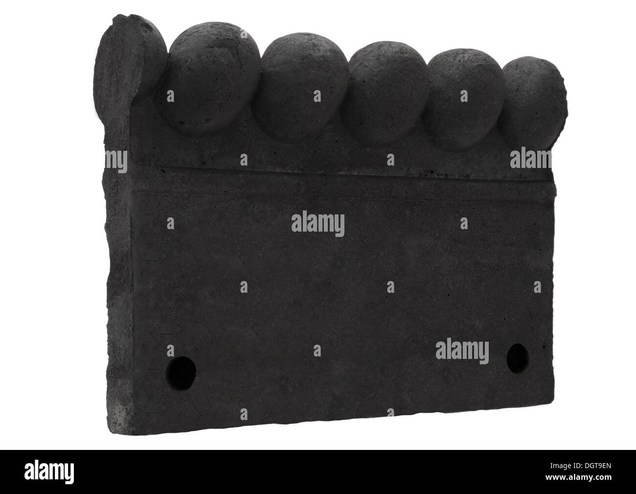 Old grey antique Victorian rope top path edging on white background ...