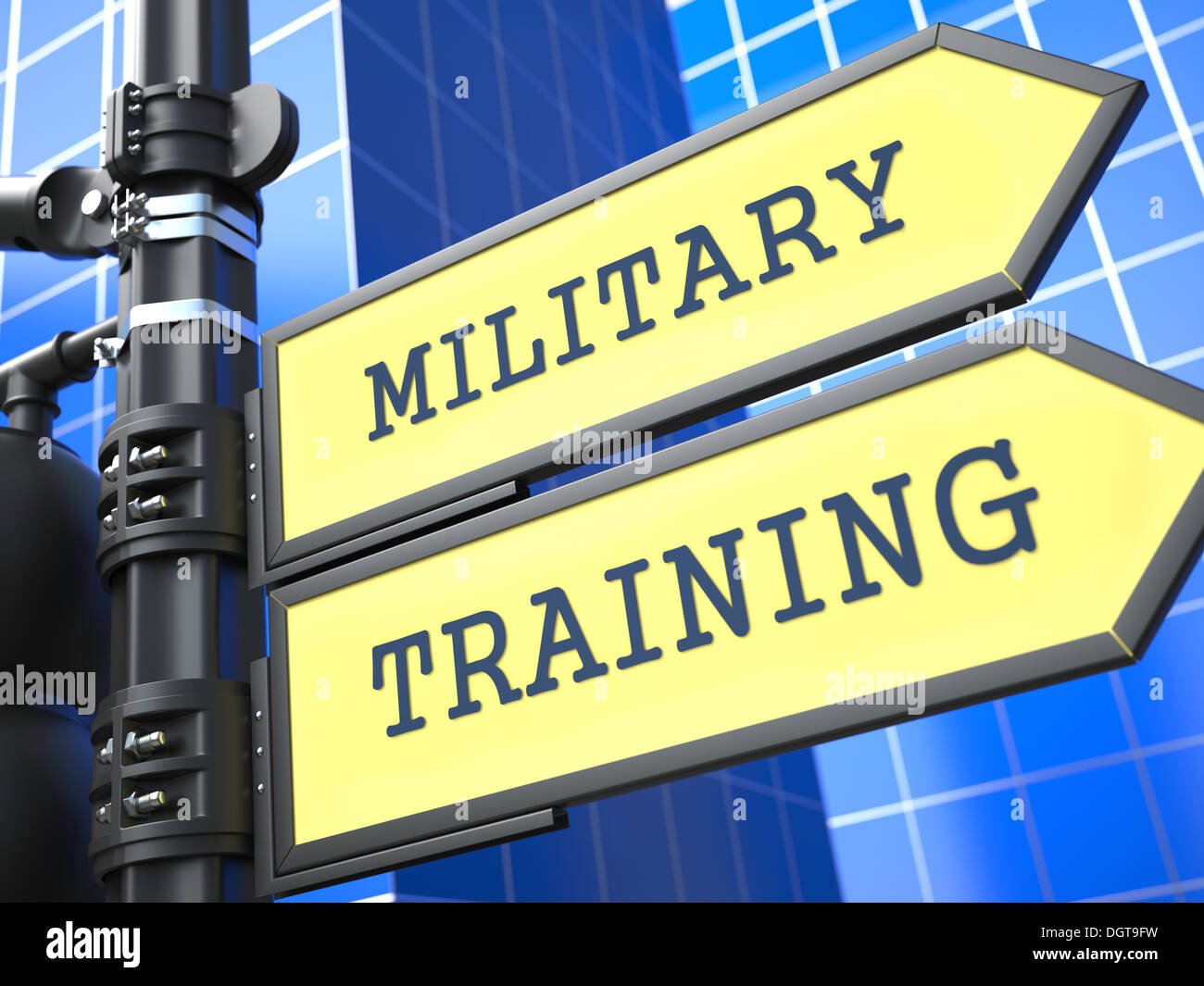 Education Concept. Military Training Roadsign Stock Photo - Alamy