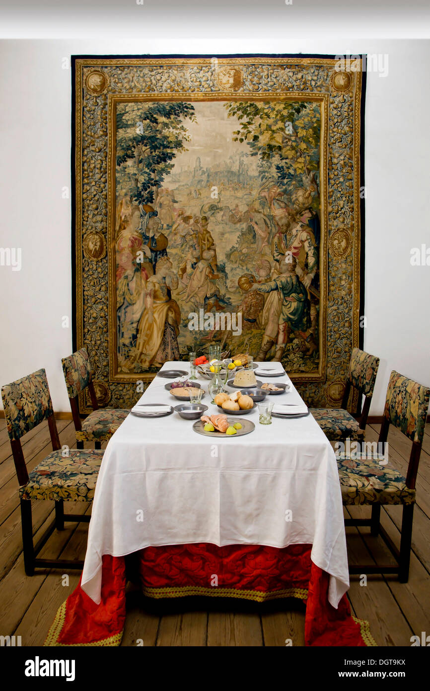 Historical dining room, Kronborg Castle, Elsinore, Denmark Stock Photo ...