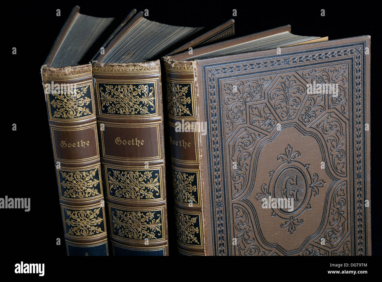 Old books from the 19th century, Goethe volumes Stock Photo - Alamy