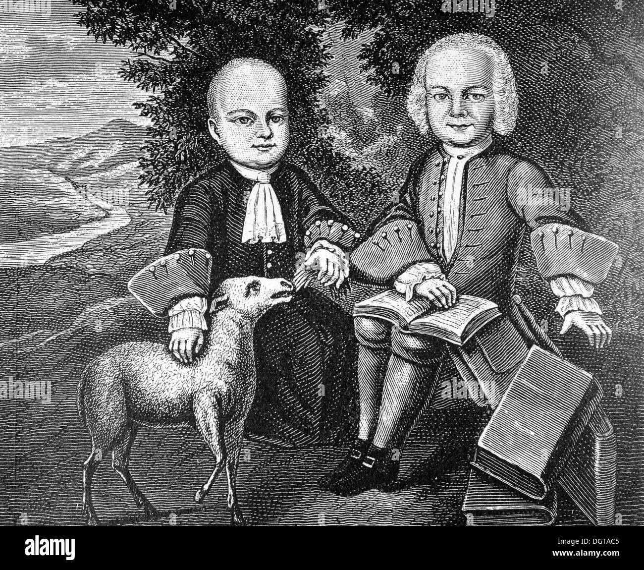 Child's portrait of Gotthold Ephraim Lessing, historic depiction in ...