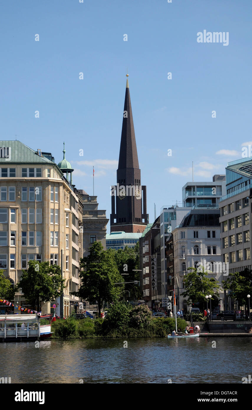 Inner Alster Lake, St. Jacobi Church, Hamburg Stock Photo - Alamy