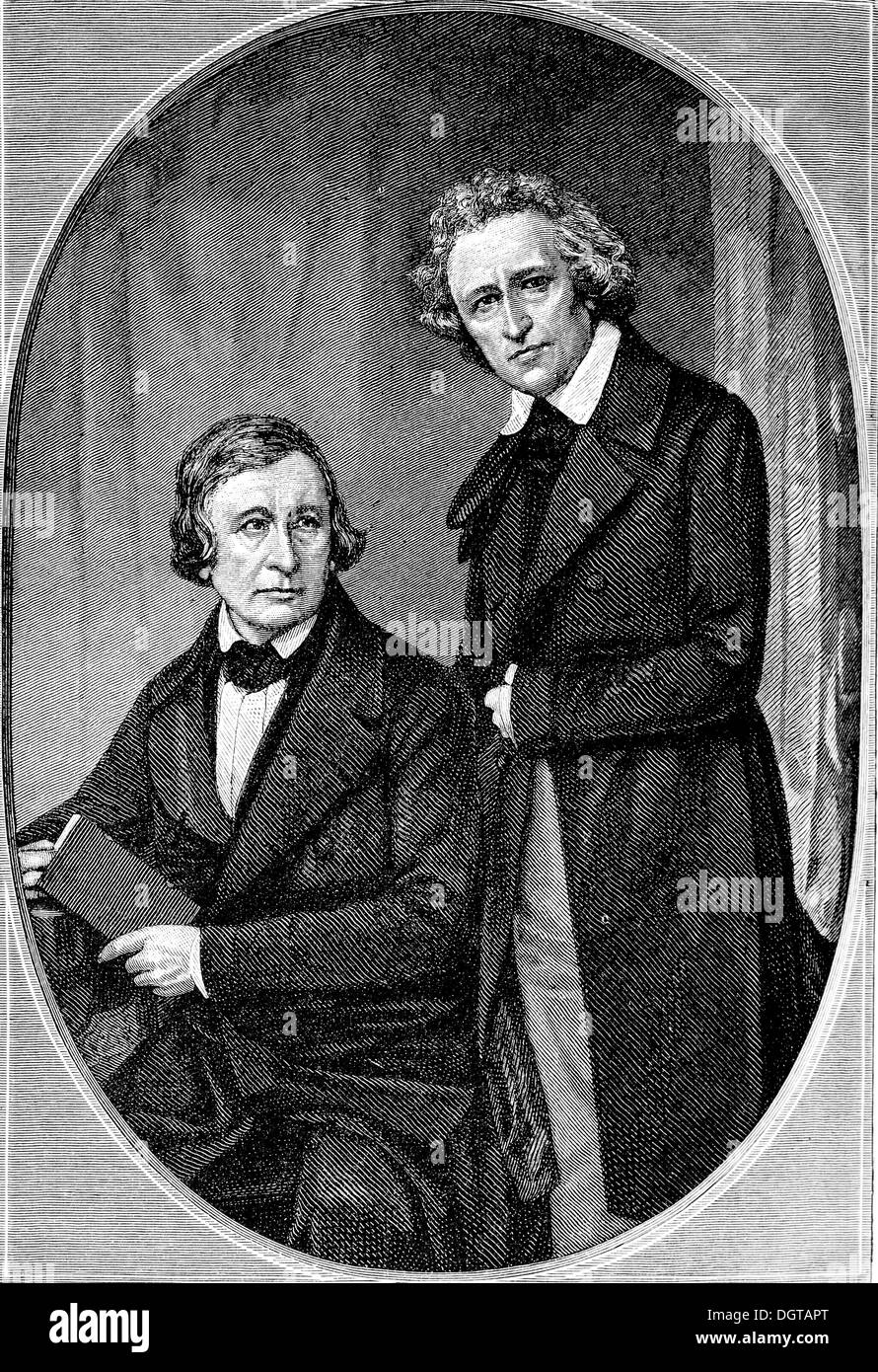 Wilhelm and Jacob Grimm, historic illustration from Deutsche ...