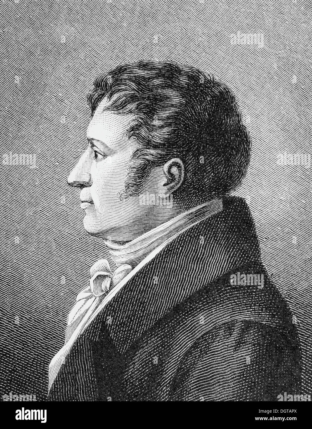 August Wilhelm von Schlegel, historic illustration from Deutsche ...