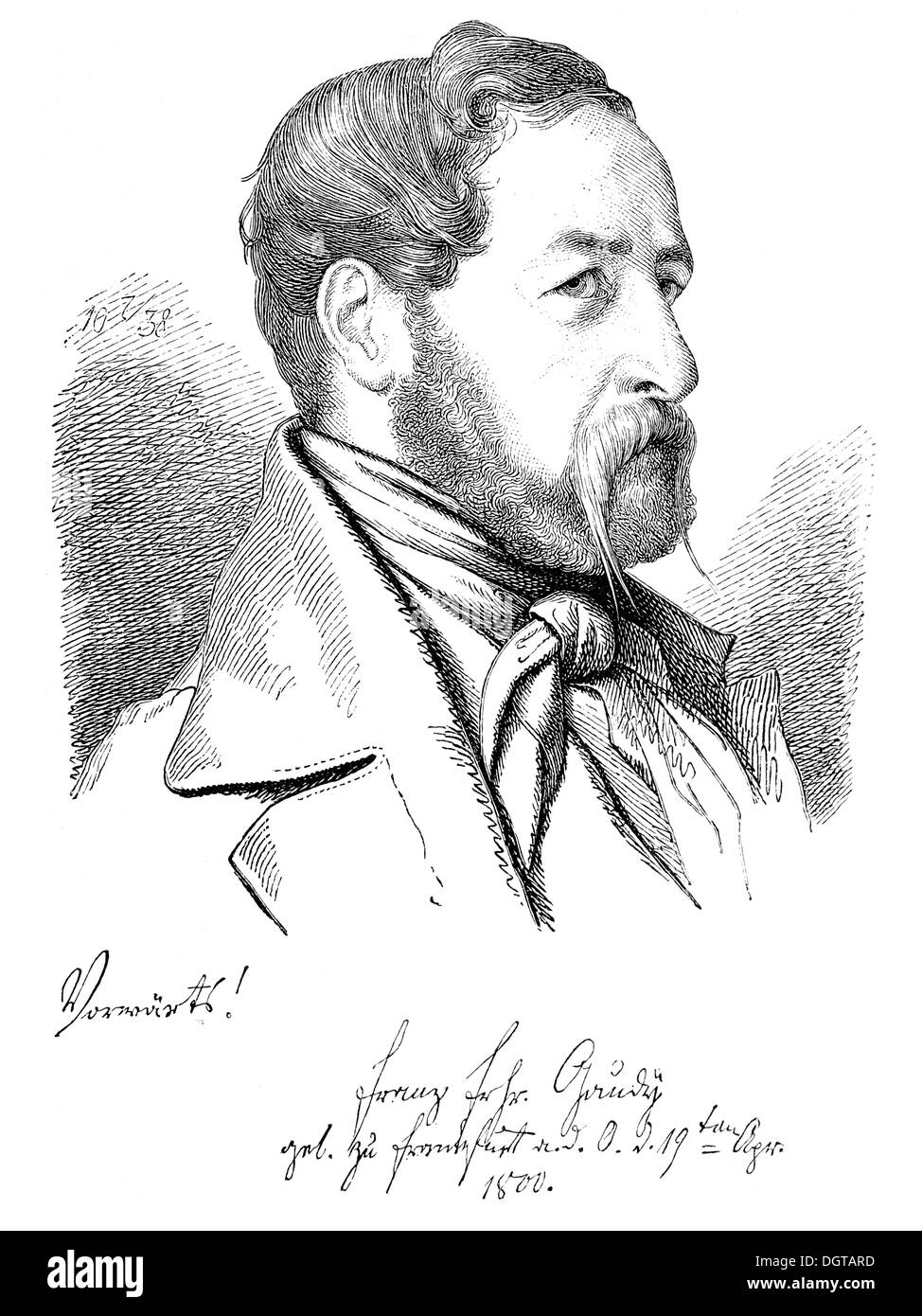 Gaudys, portrait from 1838, historic illustration from Deutsche ...