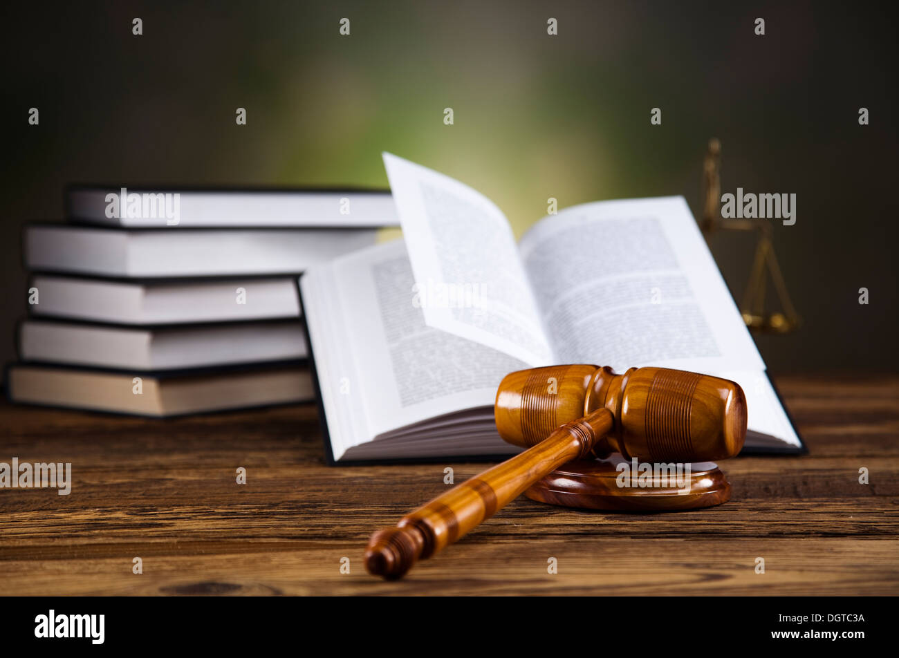 Wooden gavel and law books Stock Photo - Alamy
