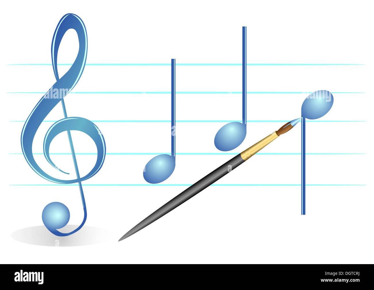 Brush, treble clef and notes Stock Photo - Alamy