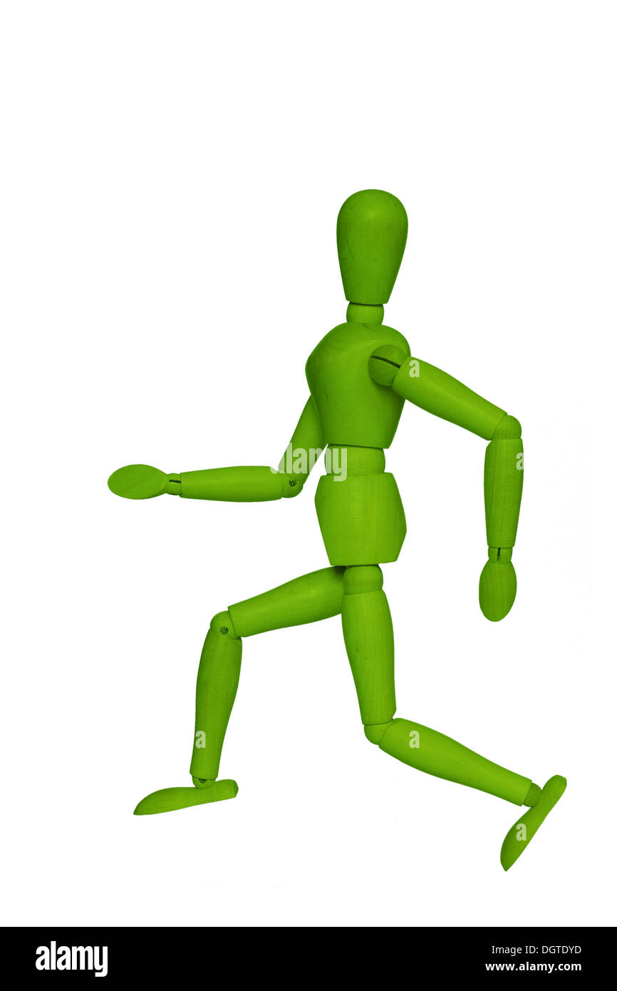 green wooden dummy on white background Stock Photo - Alamy