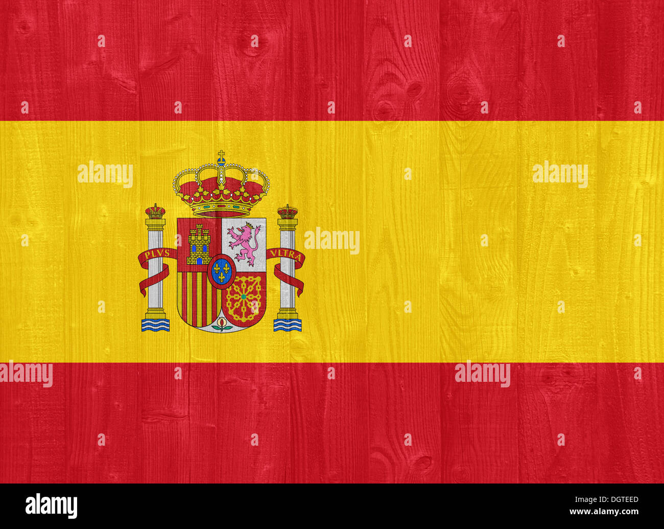 gorgeous Spain flag painted on a wood plank texture Stock Photo - Alamy