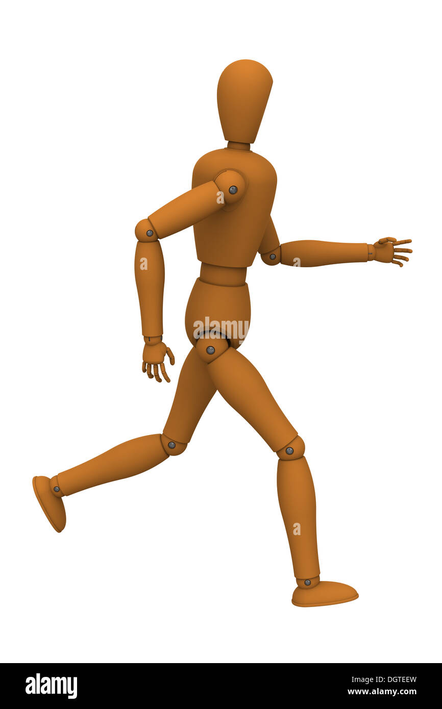 3D model of puppet robot running isolated on white Stock Photo - Alamy