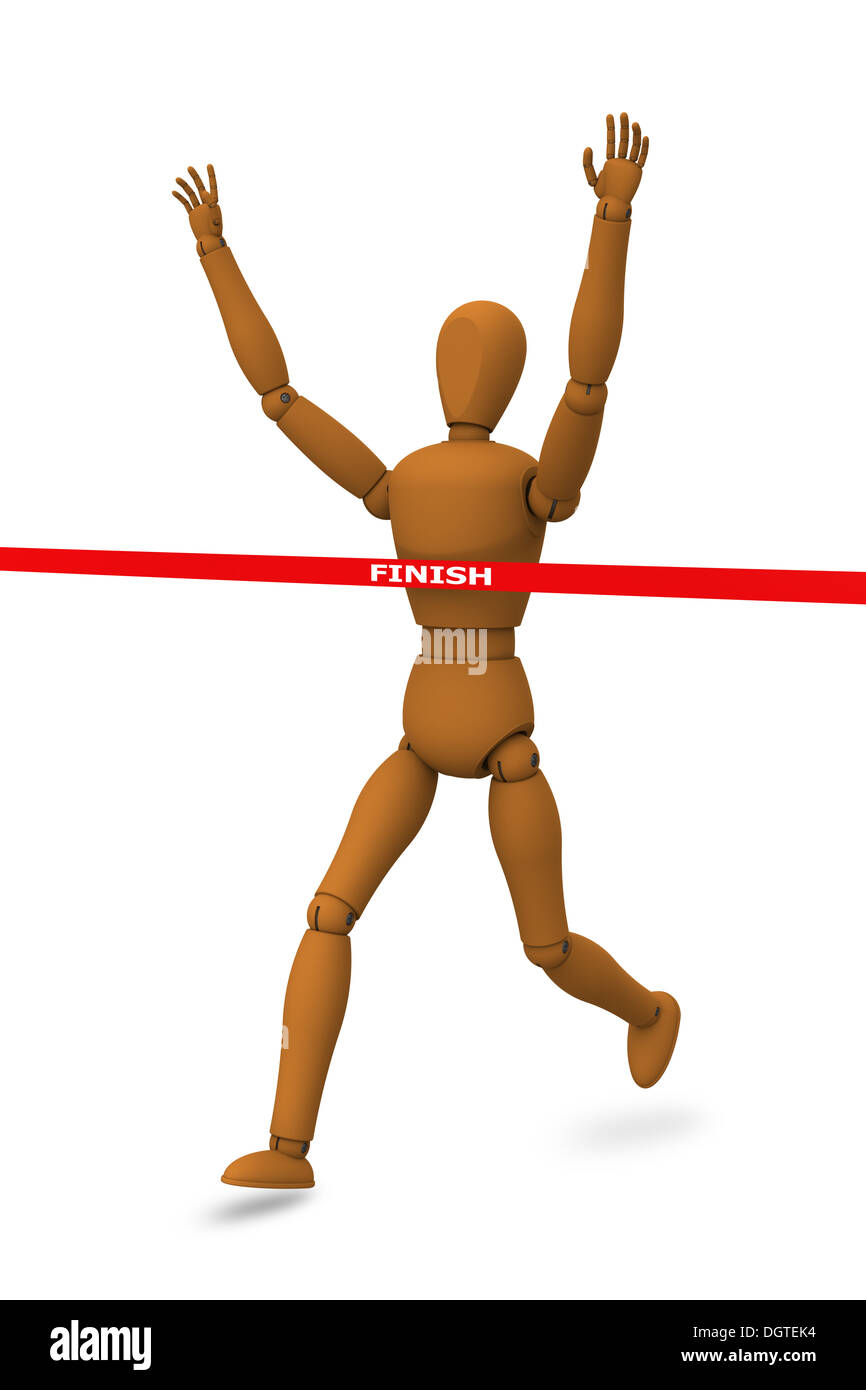 3D model of puppet robot running to finish line Stock Photo - Alamy