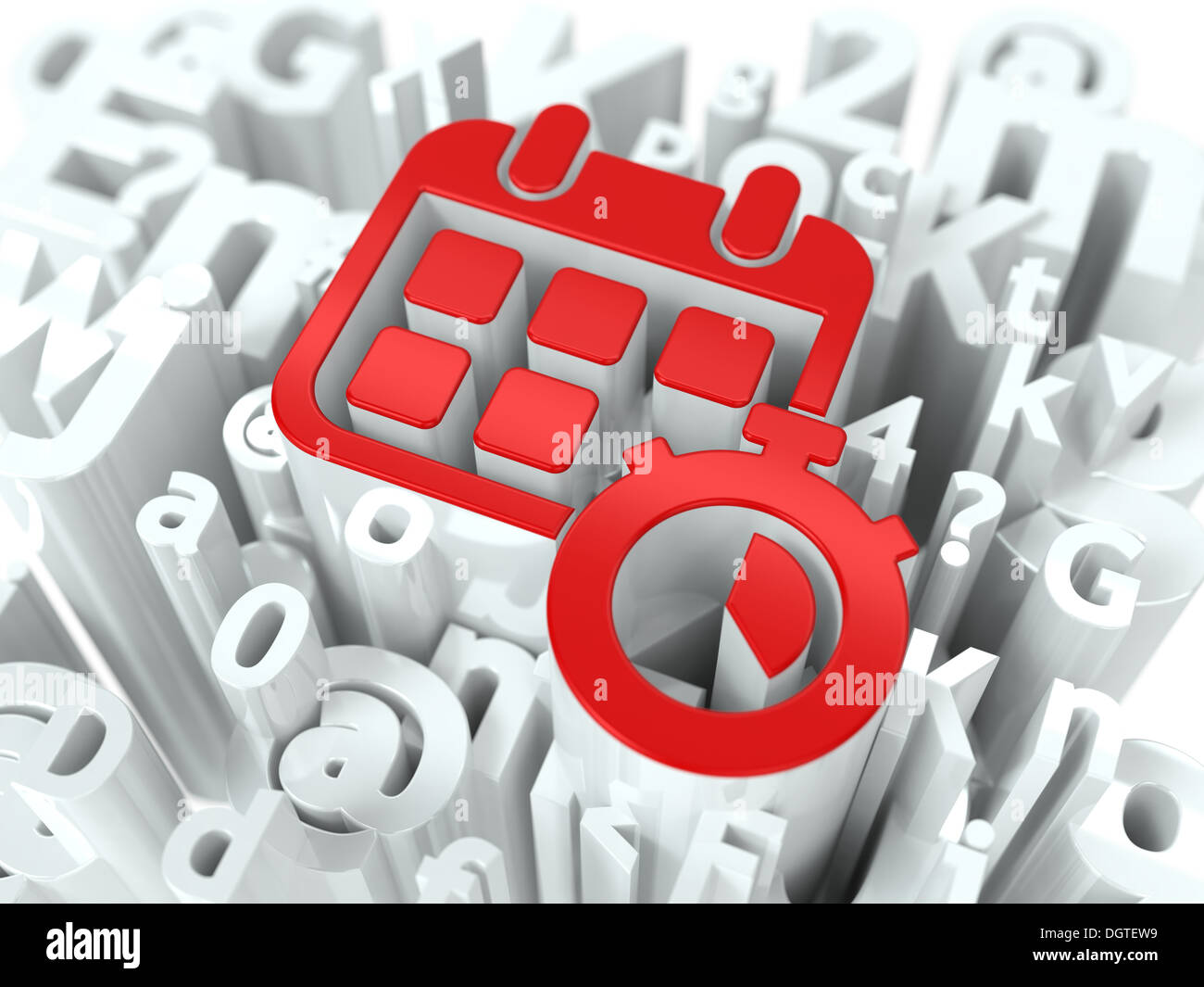 Calendar with Timer on Alphabet Background Stock Photo - Alamy