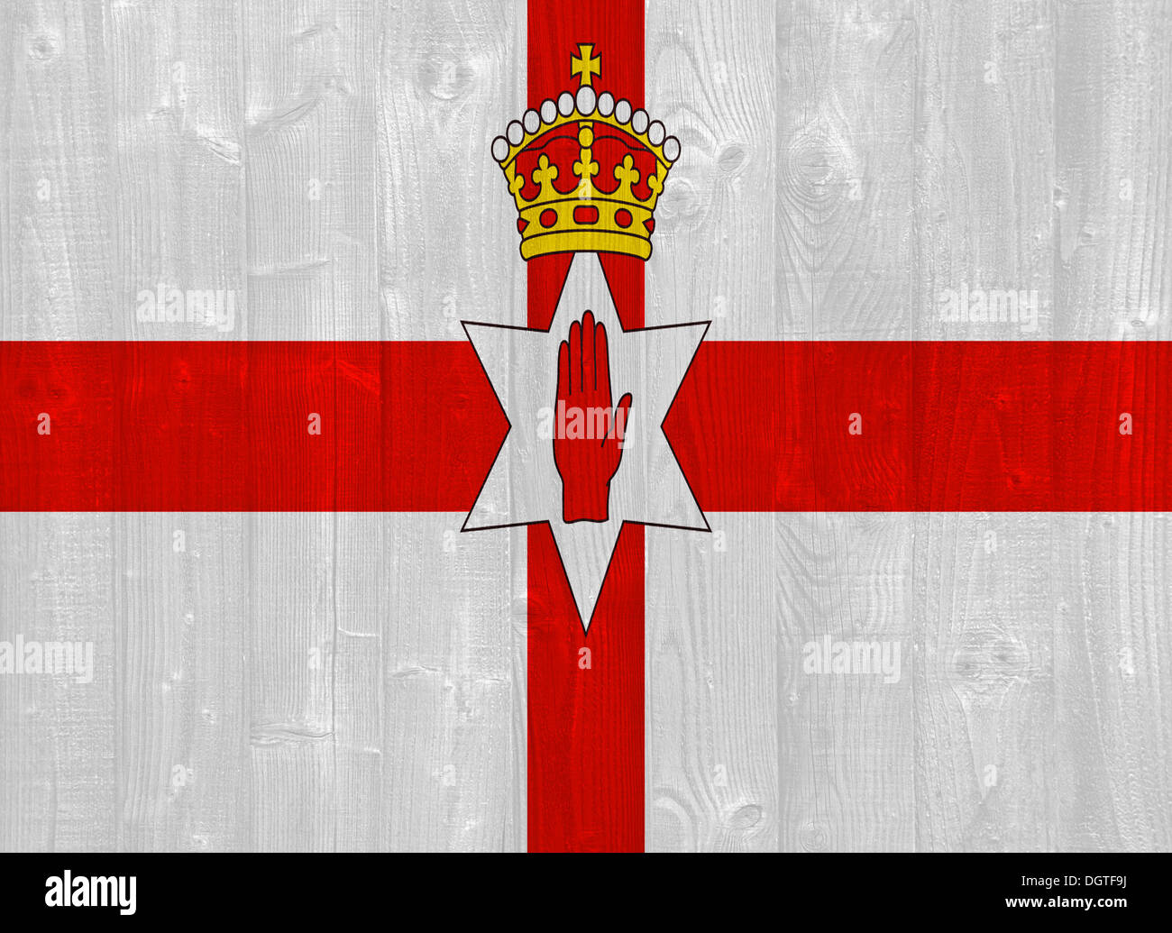 gorgeous Northern Ireland flag painted on a wood plank texture Stock ...