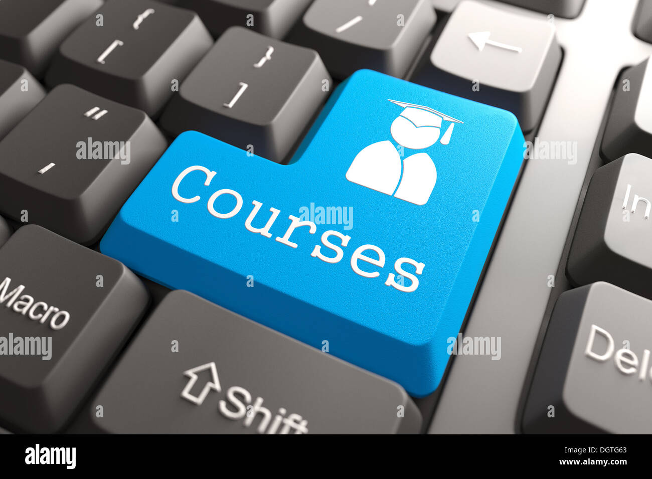 Keyboard with "Courses" Button Stock Photo - Alamy