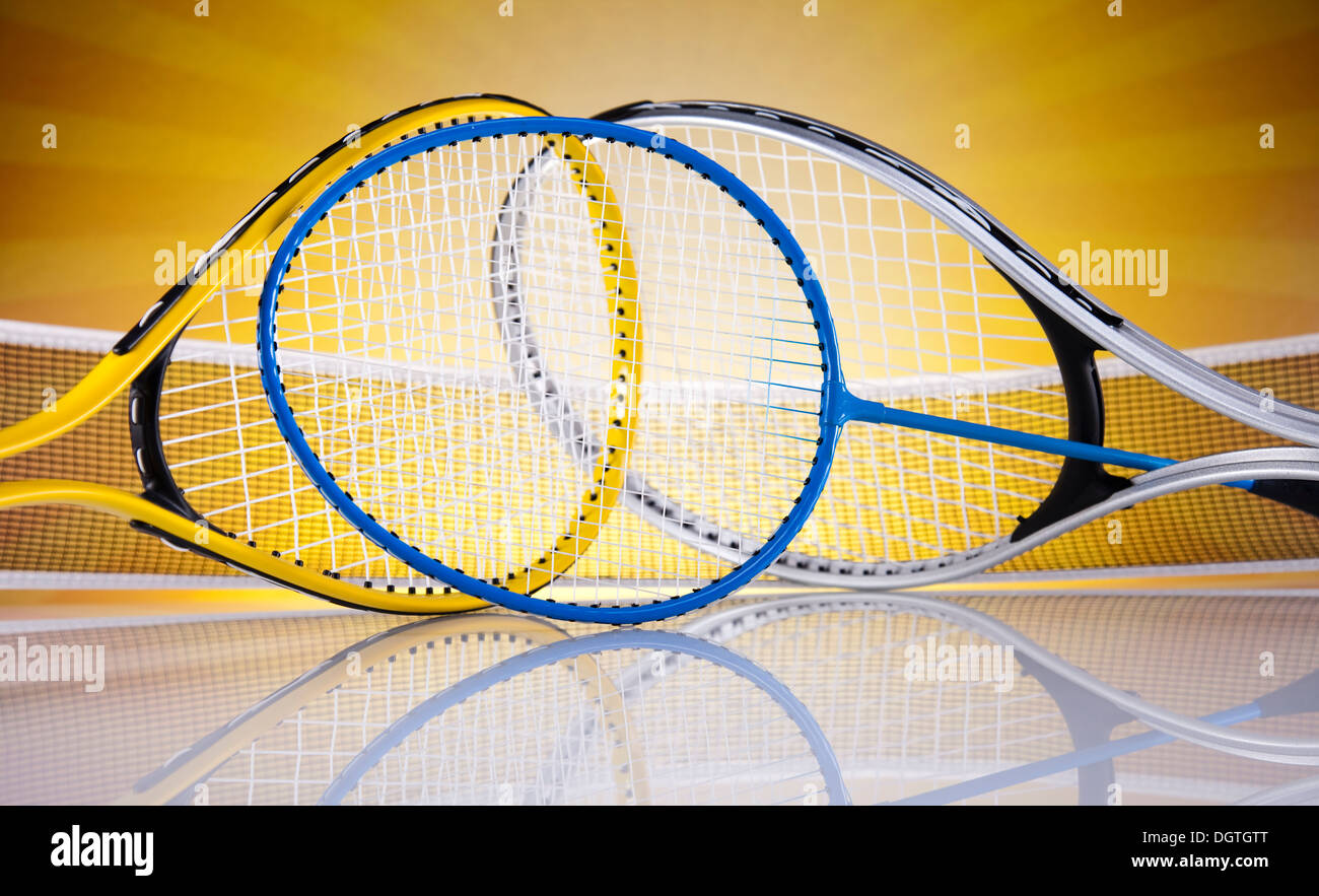 Tennis and badminton rackets Stock Photo - Alamy