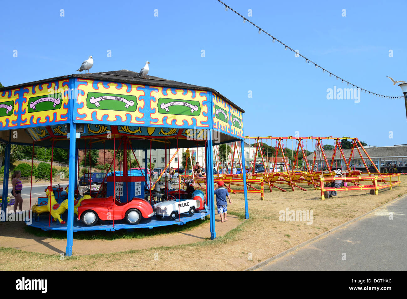 Children's playground on seafront, The Esplanade, Exmouth, Devon ...