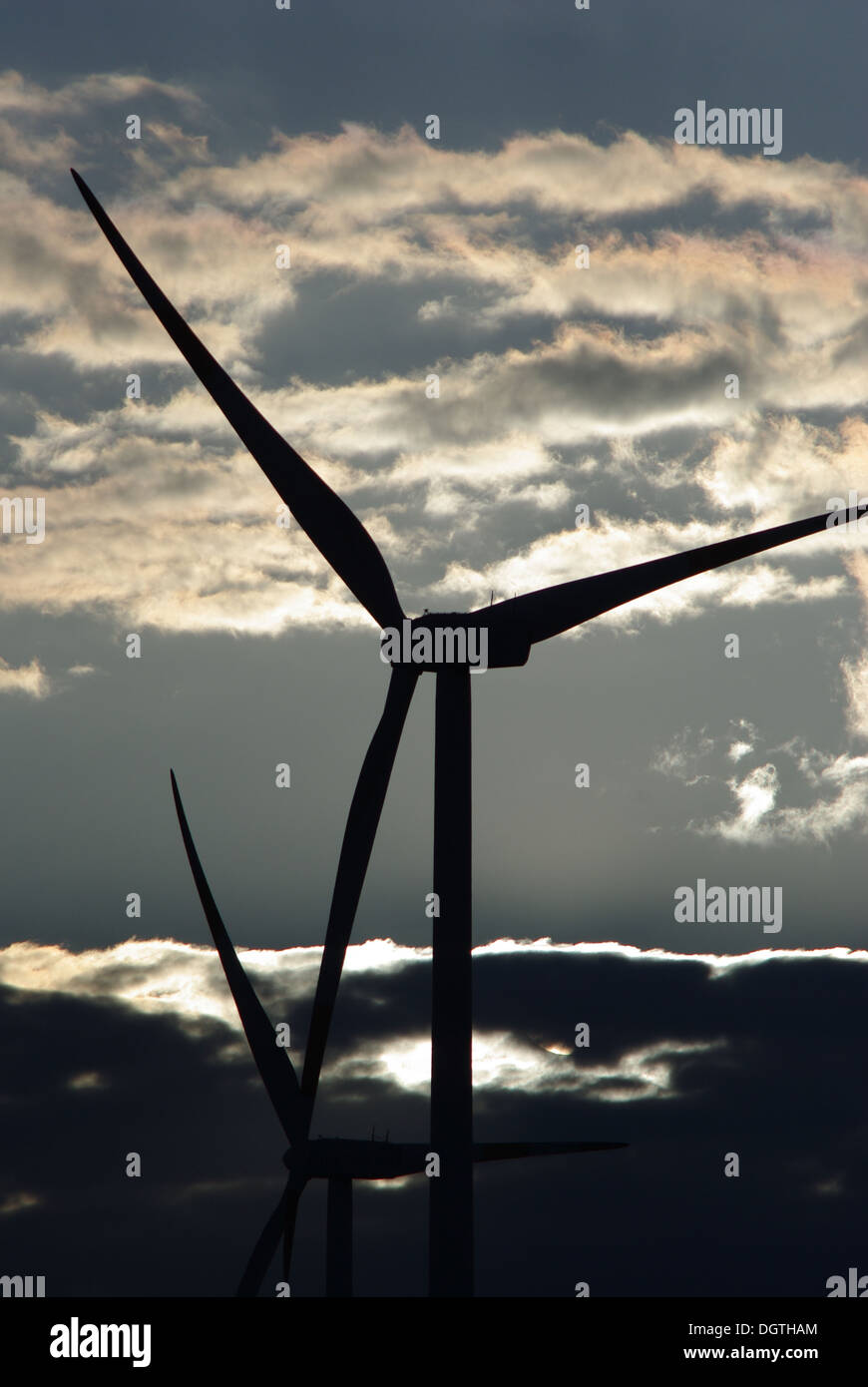 wind turbine on sunset background Stock Photo - Alamy