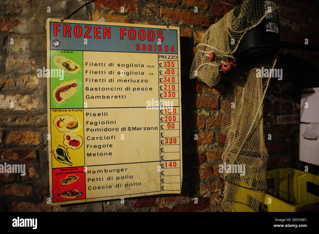 Italian old food menu, Venice Italy Stock Photo - Alamy