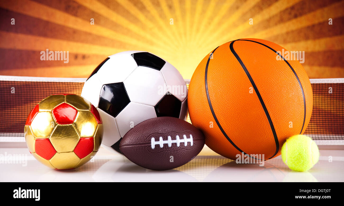Sport equipment and balls Stock Photo - Alamy