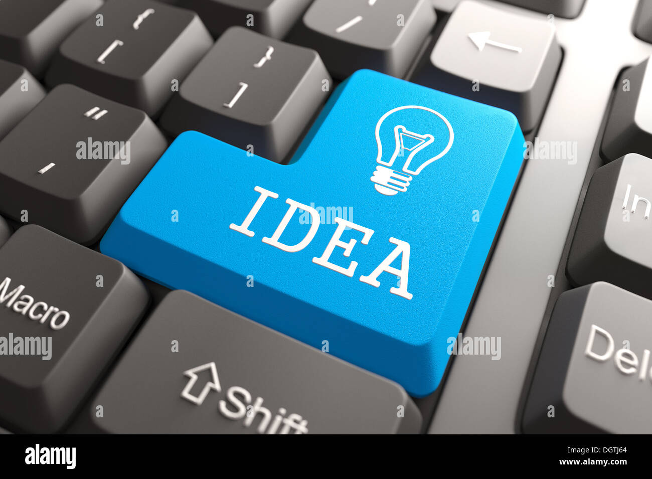 Keyboard with Idea Button Stock Photo - Alamy