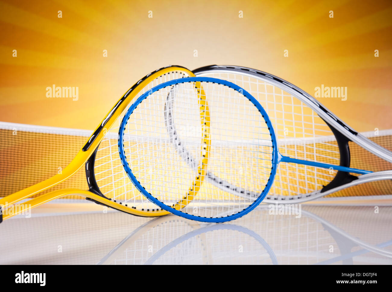 Tennis and badminton rackets Stock Photo - Alamy