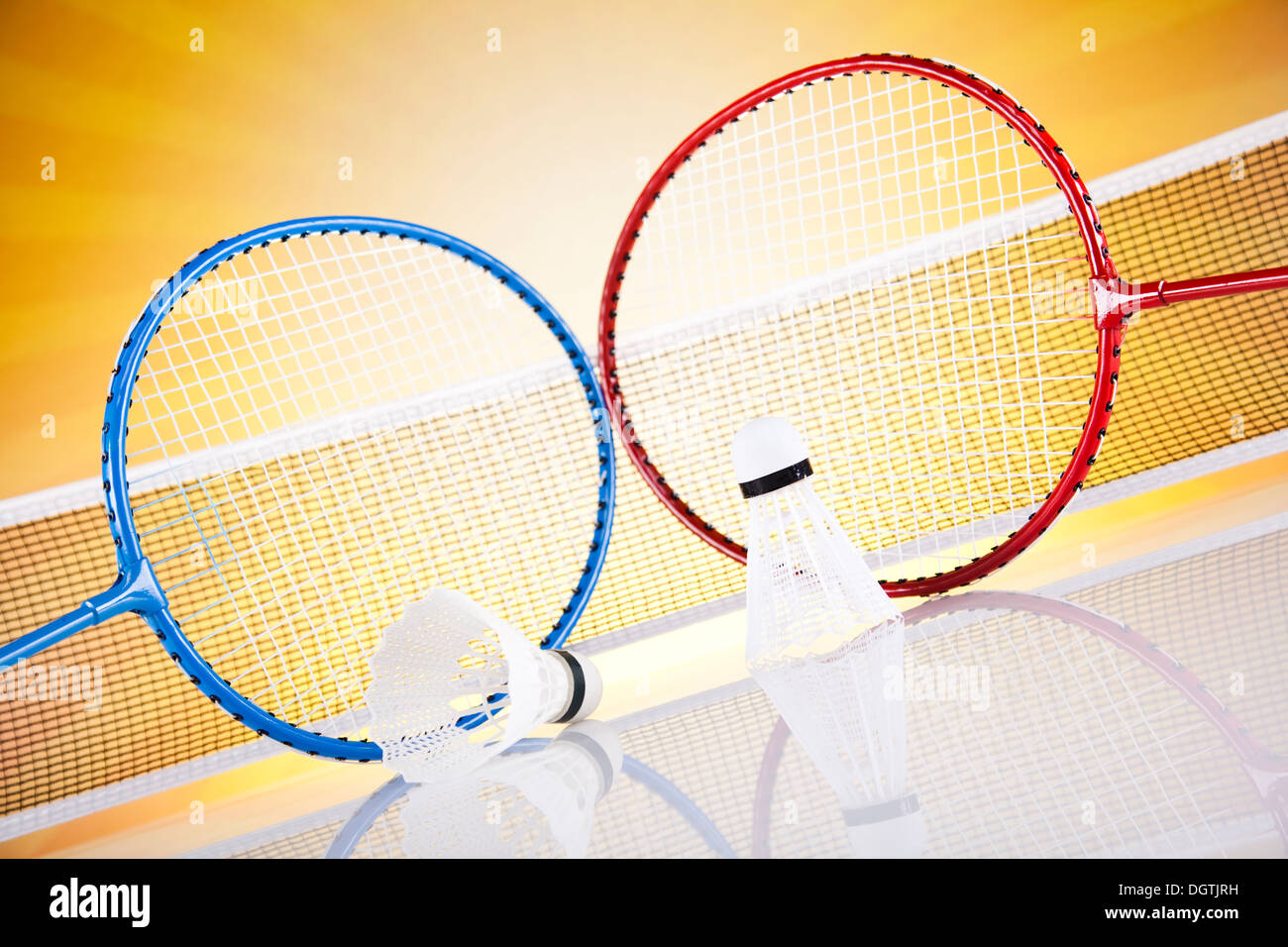 Badminton rackets and shuttlecock Stock Photo - Alamy