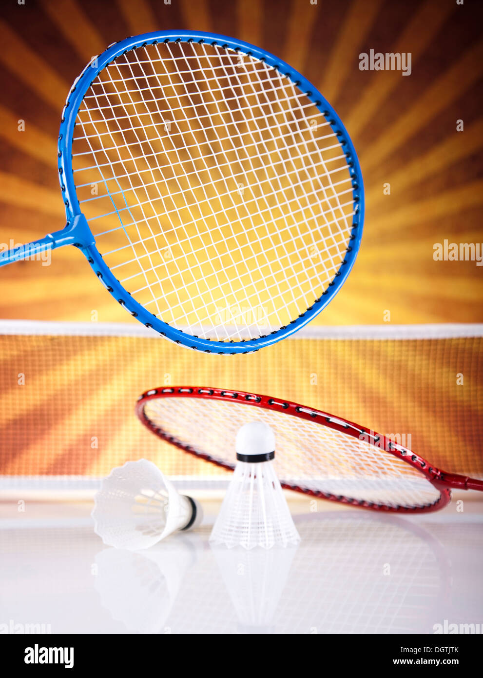 Badminton rackets and shuttlecock Stock Photo - Alamy