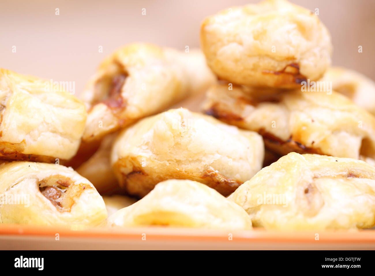 pastries with meat on the plate Stock Photo - Alamy
