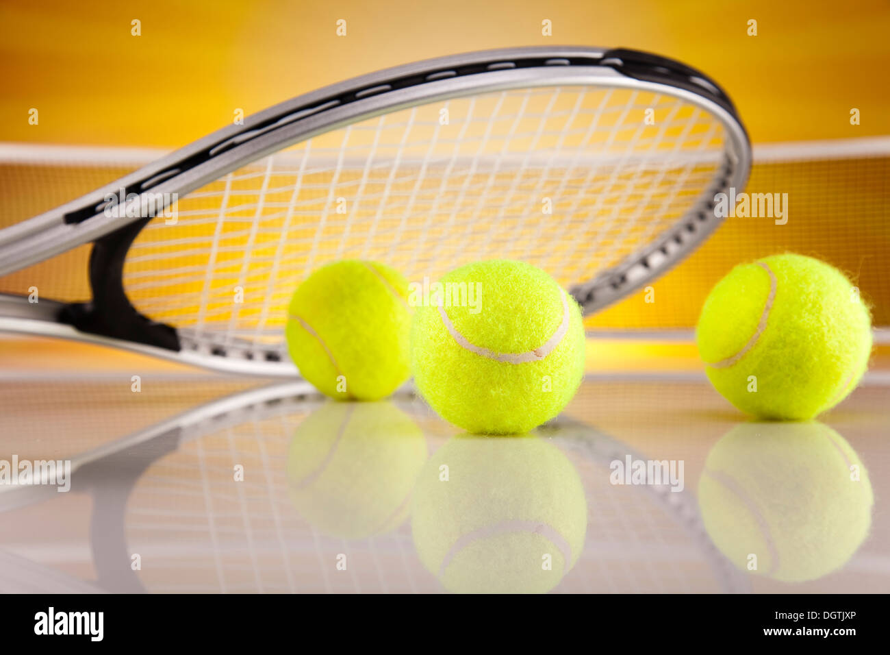 Sport, Tennis racket and balls Stock Photo - Alamy
