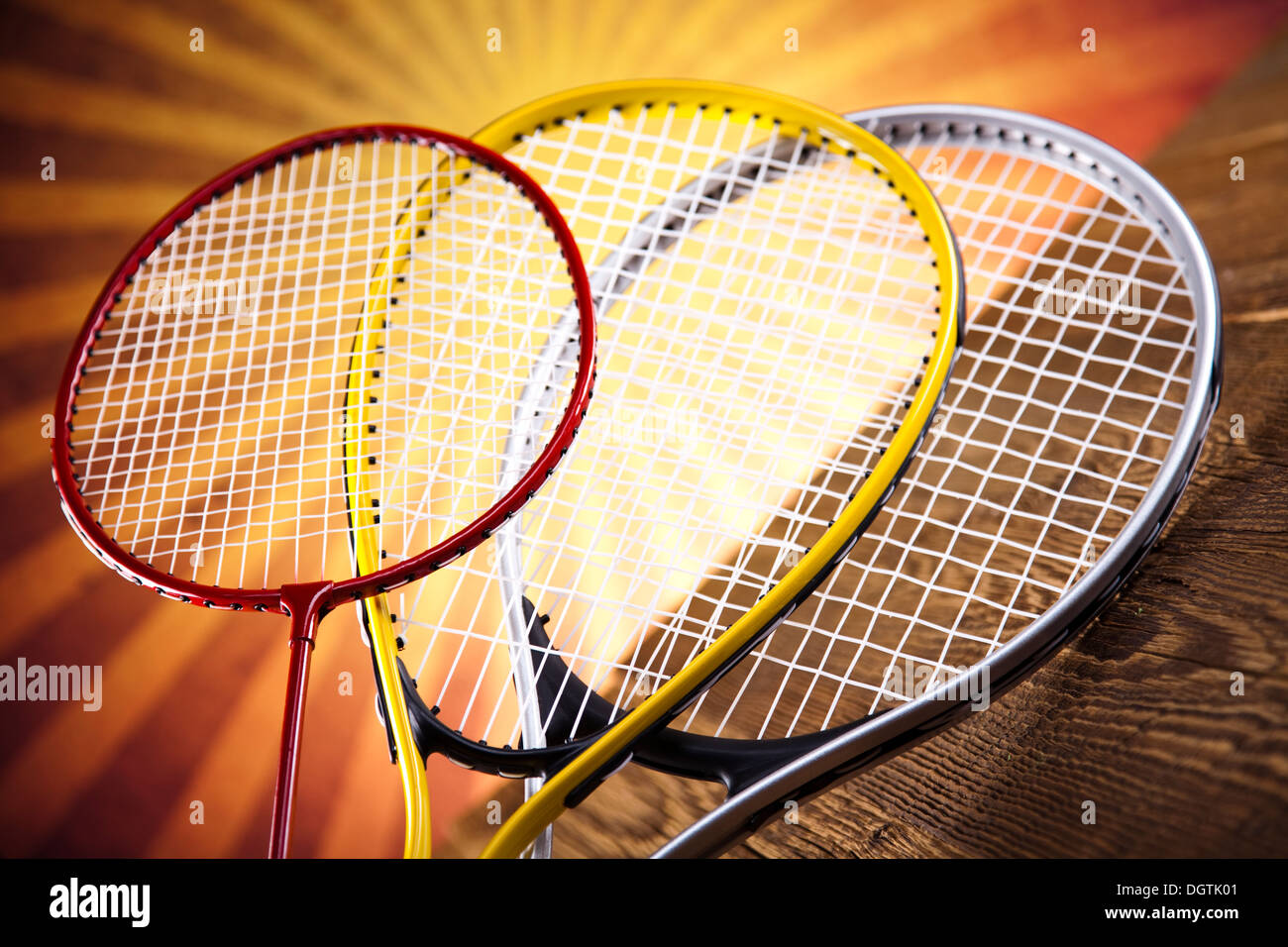 Tennis and badminton rackets Stock Photo - Alamy