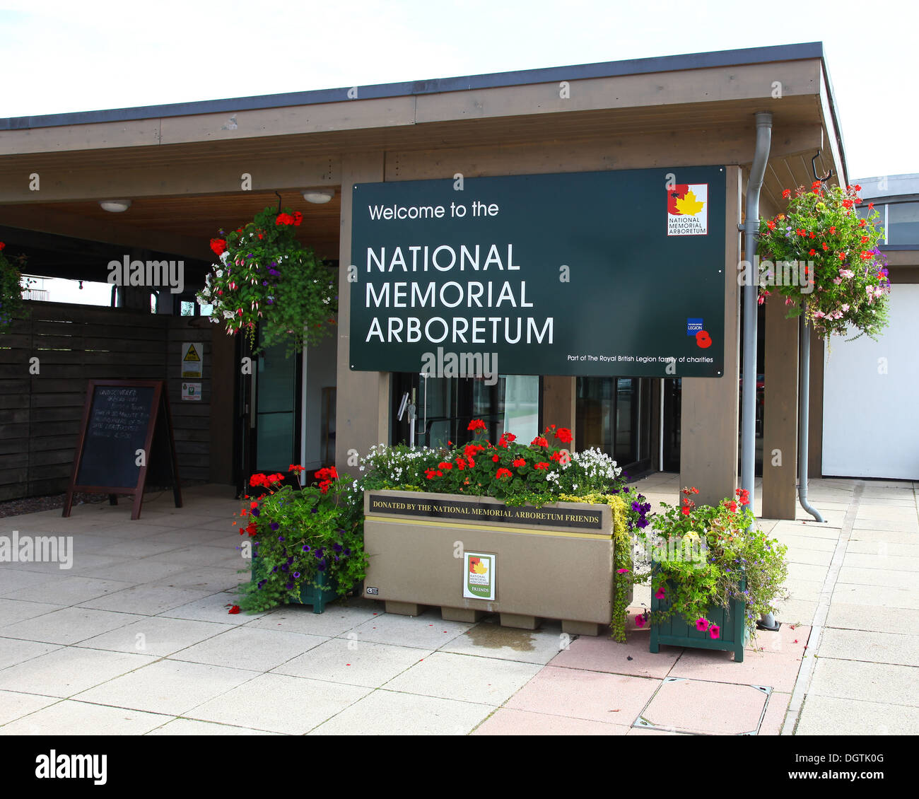 The welcome sign at the entrance to the National Memorial Arboretum ...
