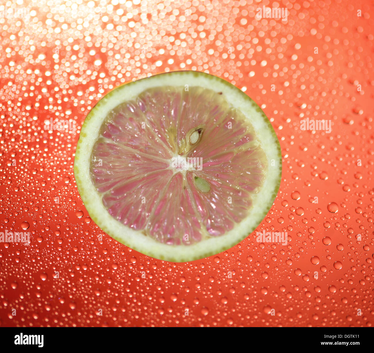 Ring in the circle of lemon water droplets Stock Photo - Alamy
