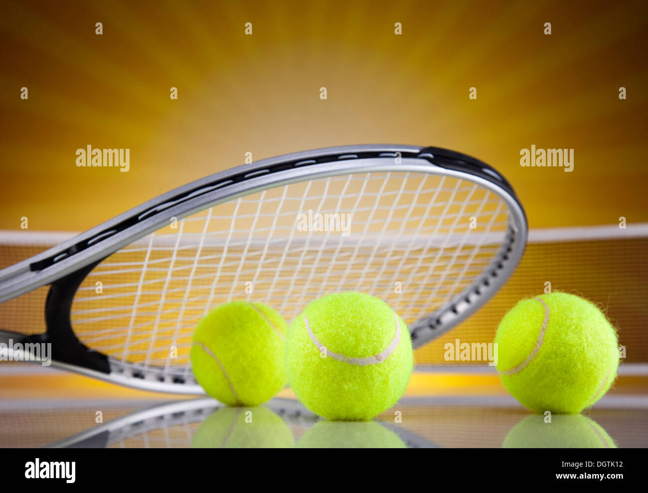 Sport, Tennis racket and balls Stock Photo - Alamy