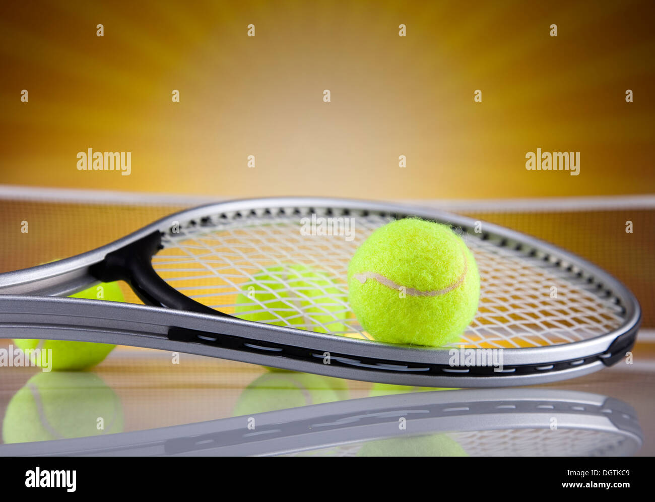 Sport, Tennis racket and balls Stock Photo - Alamy