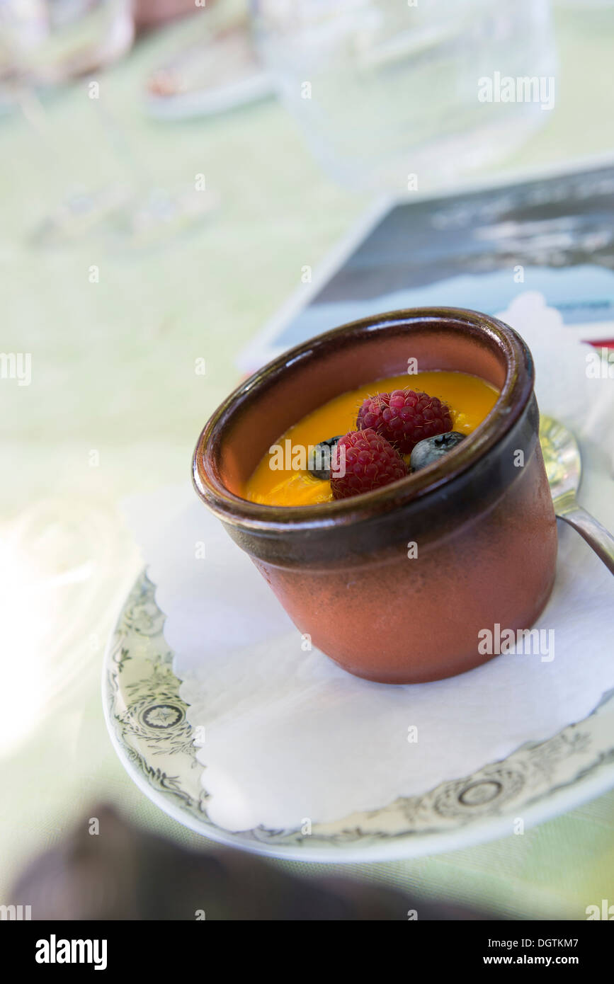 Dessert dish at the Grotto San Rocco restaurant, Caprino, Lake Lugano ...