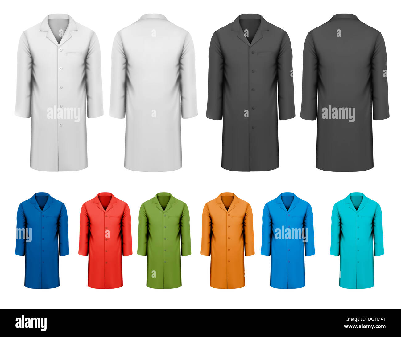 Set of white and black and colorful work clothes. Vector Stock Photo ...