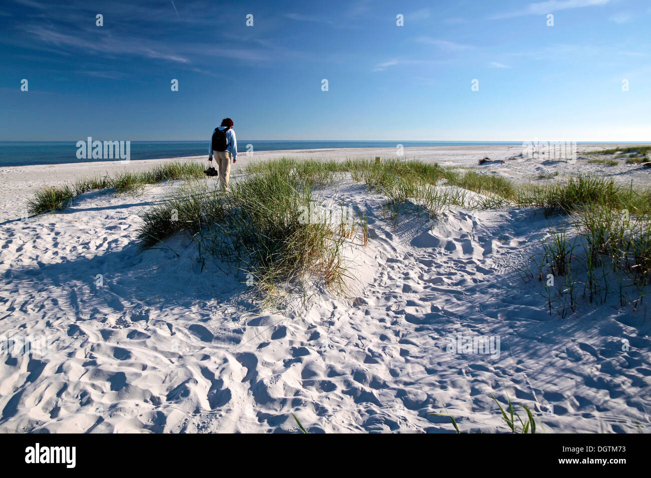 White sandy beach on the south coast of Dueodde, Bornholm, Denmark ...
