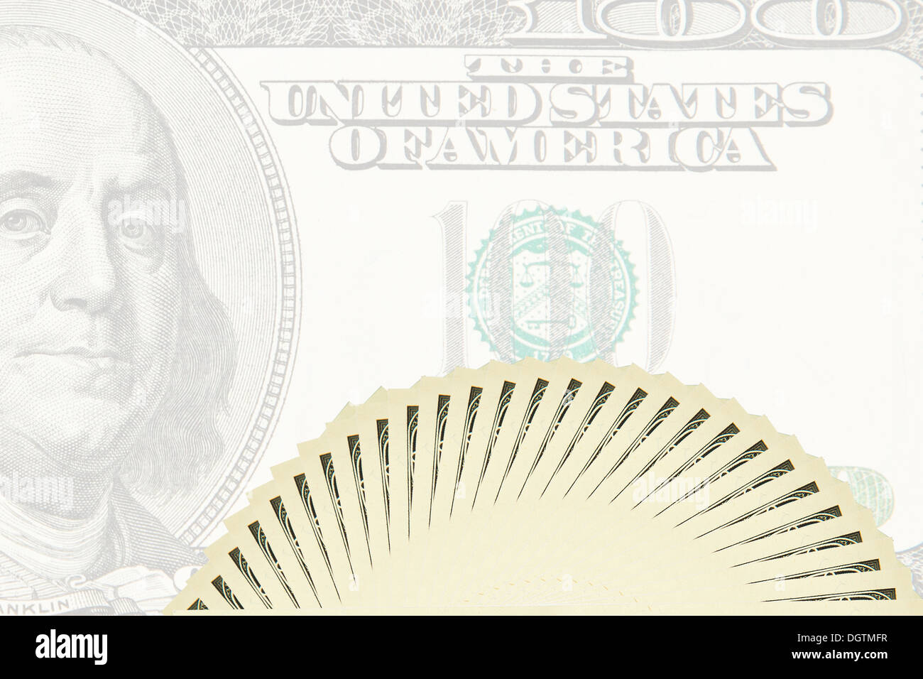 Dollar bills outlined circle on a dollar background Stock Photo - Alamy