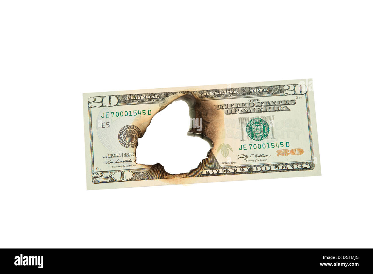 Dollar bill isolated on white background Stock Photo - Alamy