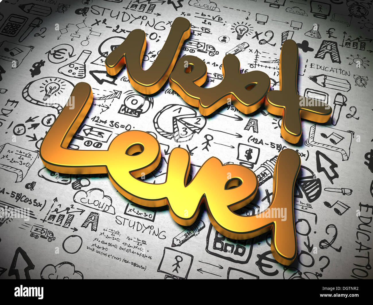 Next Level Background with Handwritten Characters Stock Photo - Alamy