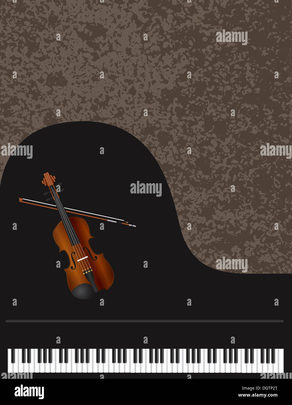 Grand Piano Keyboard and Violin Musical Instruments on Texture ...