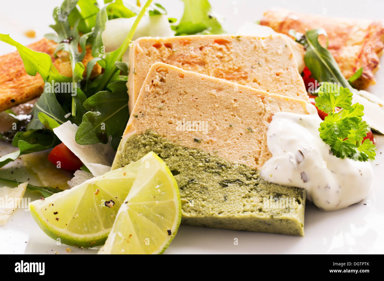 salmon and spinach pate with rocket salad Stock Photo - Alamy