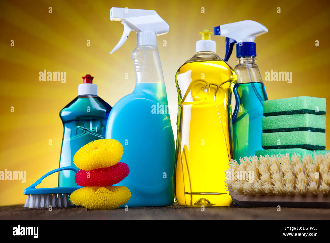 Assorted cleaning products Stock Photo - Alamy