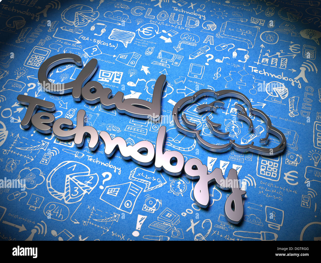 Cloud Background with Handwritten Characters Stock Photo - Alamy