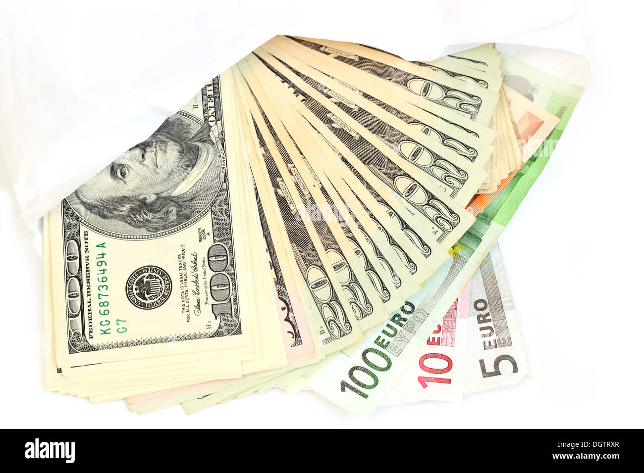 money in envelope isolated on white Stock Photo - Alamy