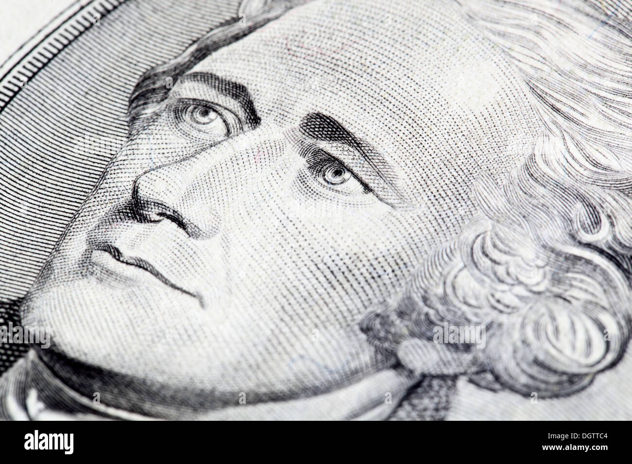 Portrait of Alexander Hamilton in front of the five dollar bill Stock ...