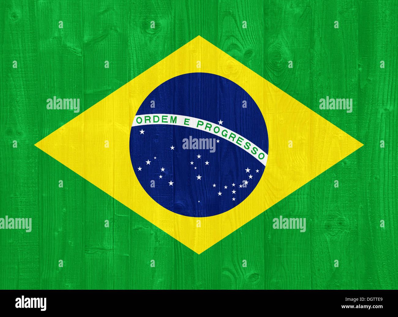 gorgeous Brazil flag painted on a wood plank texture Stock Photo - Alamy